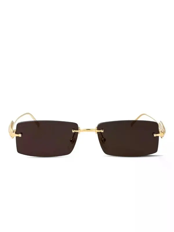 CARTIER Studded Rectangle-frame Sunglasses - Gold