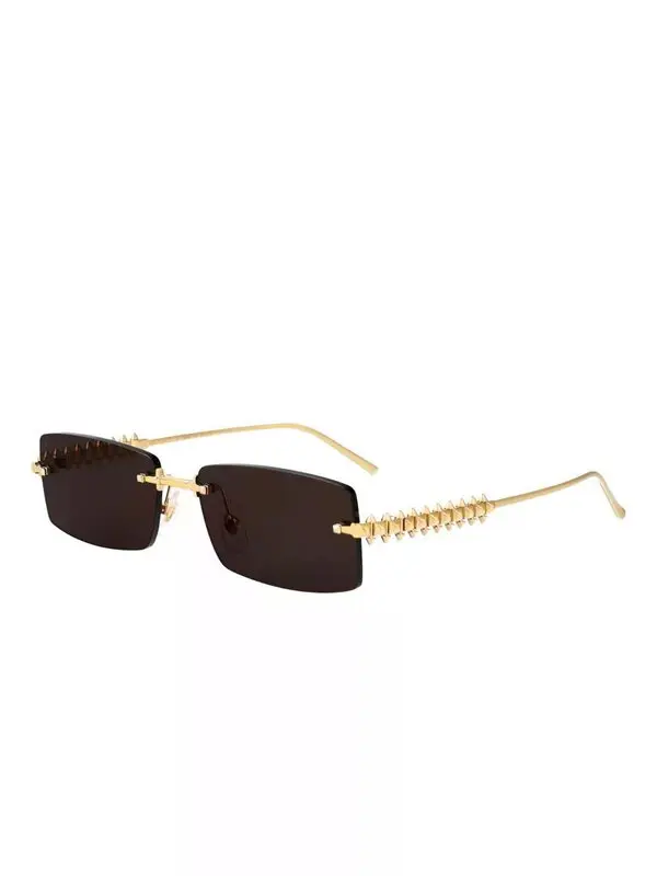 CARTIER Studded Rectangle-frame Sunglasses