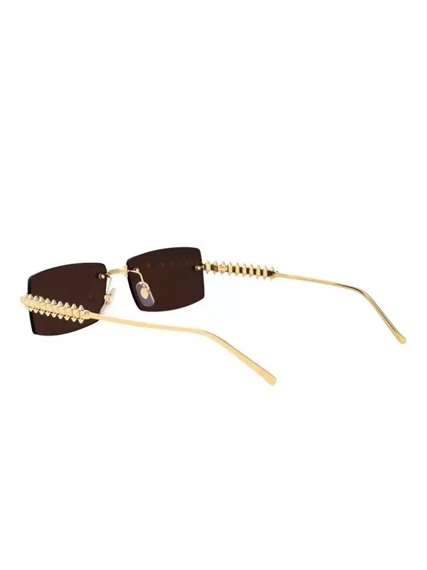 CARTIER Studded Rectangle-frame Sunglasses