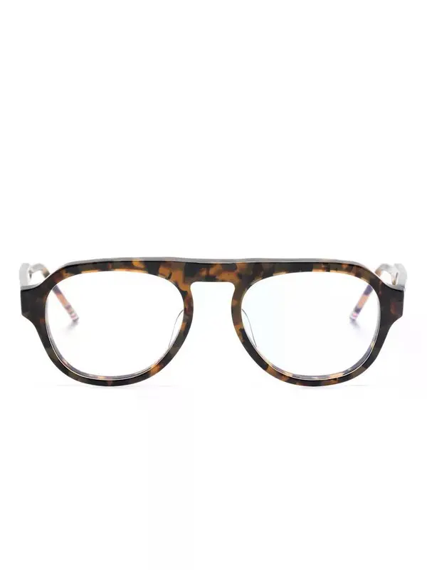 Thom Browne Navigator-frame Glasses - Brown