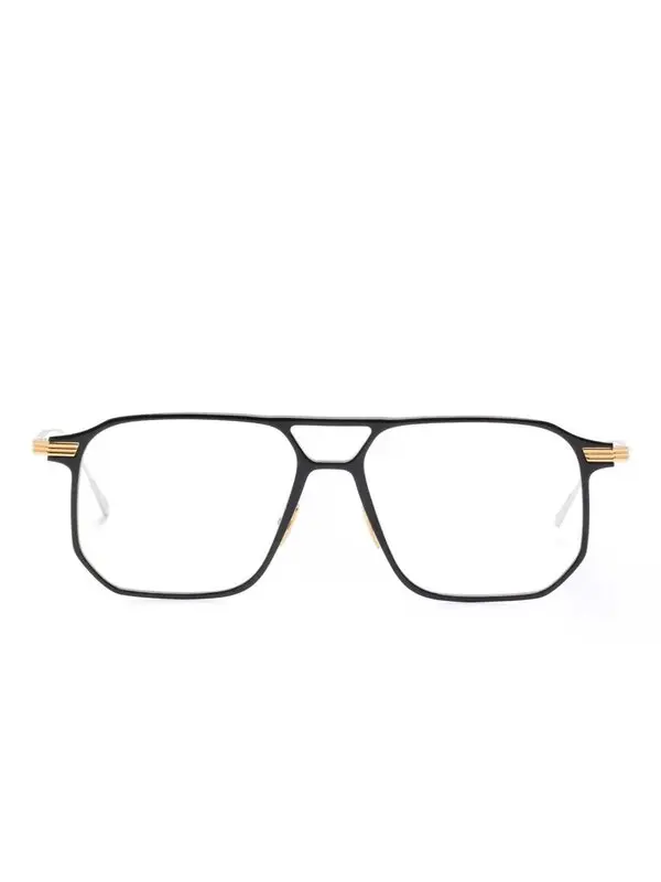 CUTLER & GROSS Rectangle-frame Glasses With Gold-tone Detailing - Black