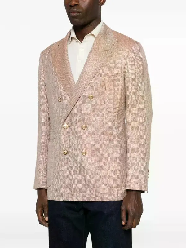Brunello Cucinelli Herringbone Double-breasted Jacket