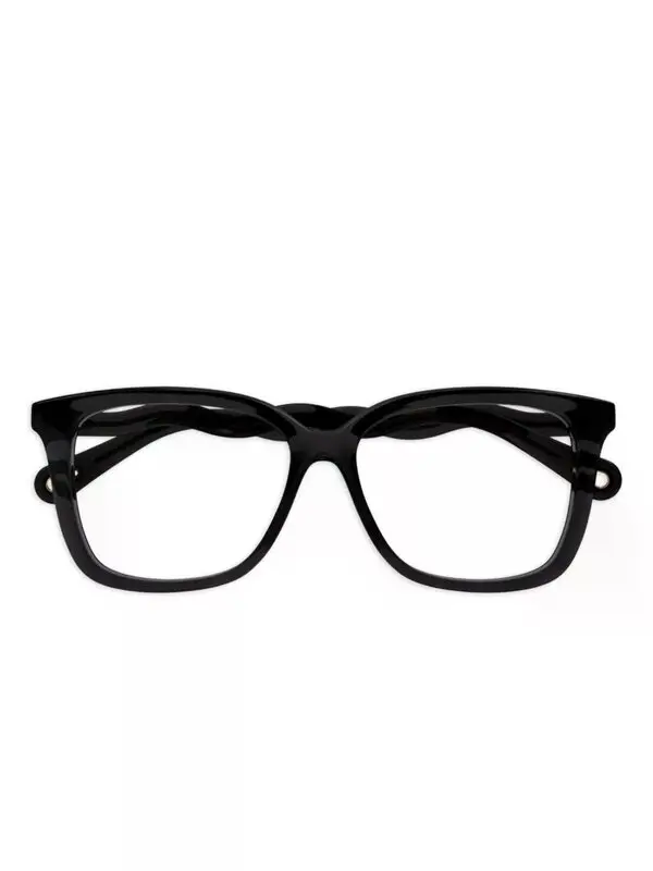 Chloé Square Frame Glasses With Wavy Temples - Black