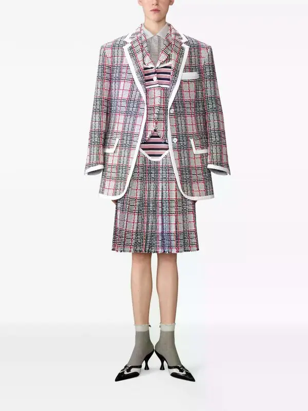 Thom Browne Tweed-pattern Fray-edge Blazer