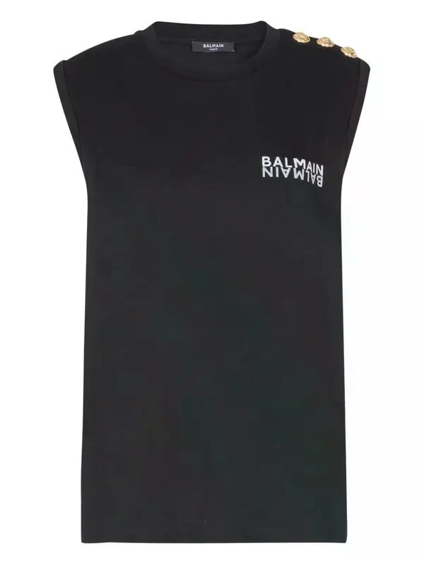 Balmain Button-detail Tank Top - Black