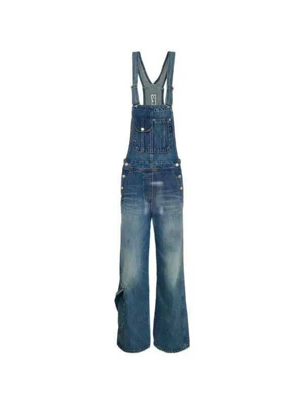 OPEN YY Cargo Pocket Denim Overalls - Blue