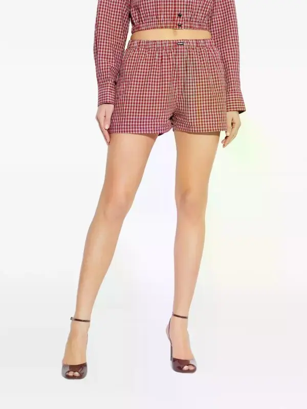 Vetements Check Shorts - Red