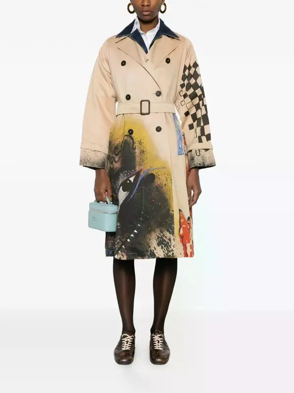 Max Mara Graphic Print Belted Coat