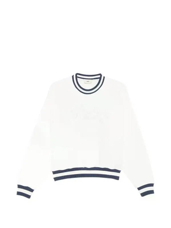 AUTRY Striped Sweatshirt With Pearl Embellishments - White