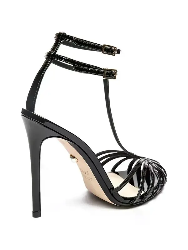 ALEVI MILANO Patent Leather T-strap Sandals - Black