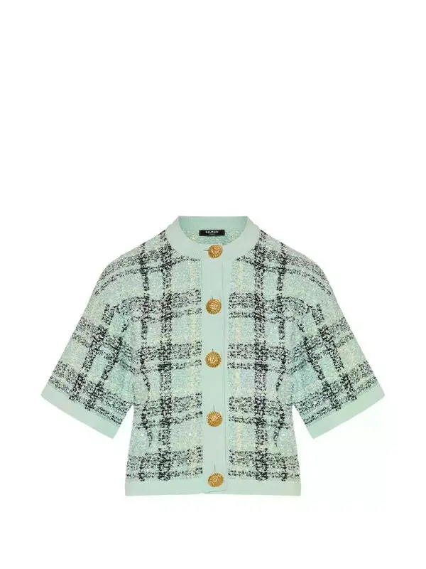 Balmain Checked Button-up Cardigan