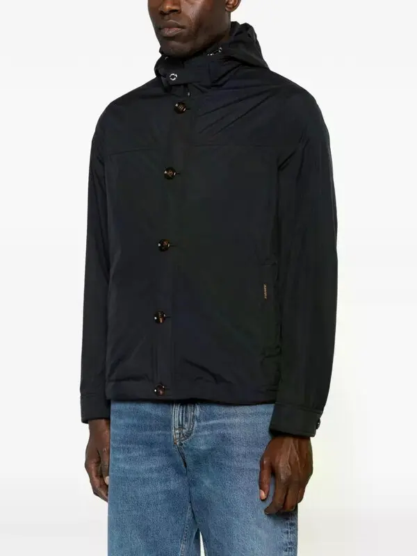 MOORER Hooded Button Jacket - Blue
