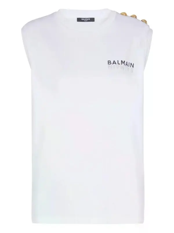 Balmain Button-detail Tank Top - White