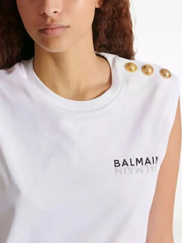 Balmain Button-detail Tank Top - White