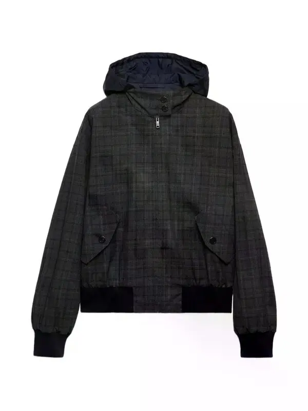 Prada Prince Of Wales Checked Wool Jacket - Grey