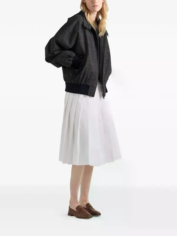 Prada Prince Of Wales Checked Wool Jacket - Grey