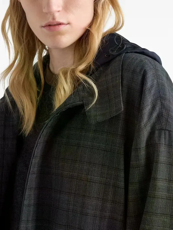 Prada Prince Of Wales Checked Wool Jacket - Grey