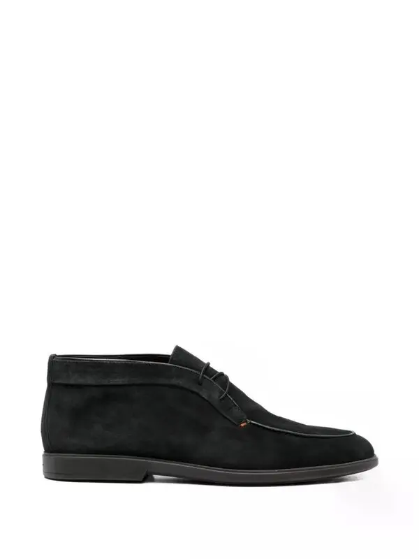 Santoni Lace-up Leather Boots - Black