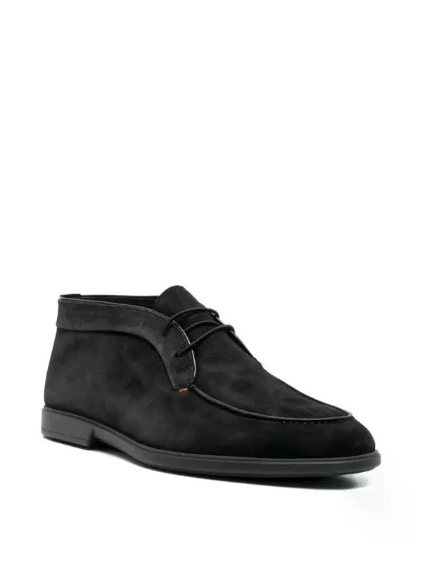 Santoni Lace-up Leather Boots - Black