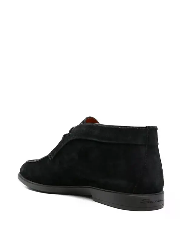 Santoni Lace-up Leather Boots - Black