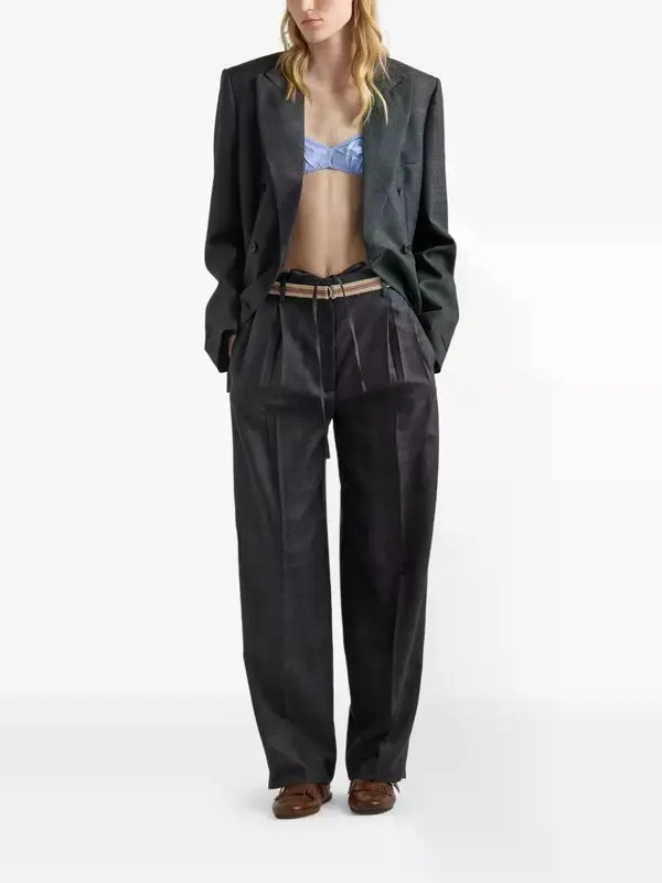 Prada Double-breasted Checked Wool Jacket