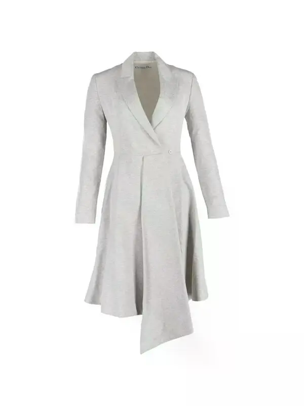 Dior Asymmetric Midi Coat - Grey