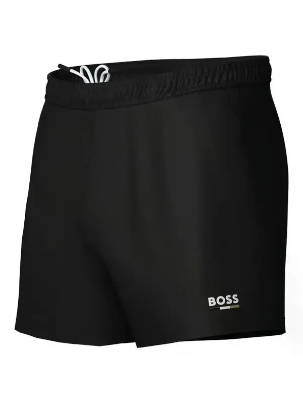 BOSS Logo-detail Drawstring Swim Shorts - Black