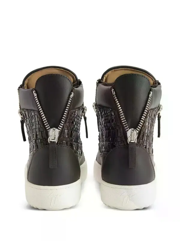 GIUSEPPE ZANOTTI Kriss Crocodile-print High-top Sneakers - Brown