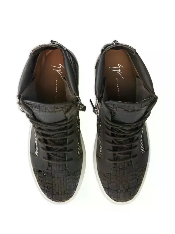 GIUSEPPE ZANOTTI Kriss Crocodile-print High-top Sneakers - Brown