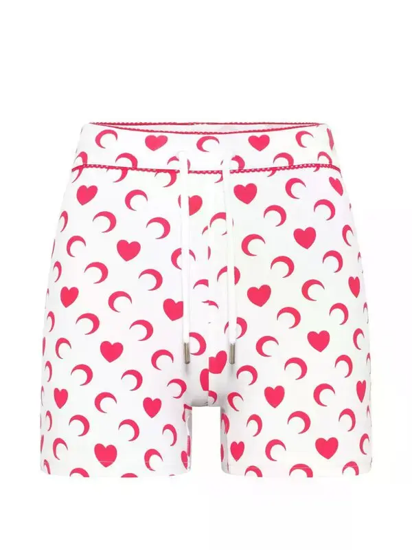 MARINE SERRE Moon Heart Mini Shorts - White