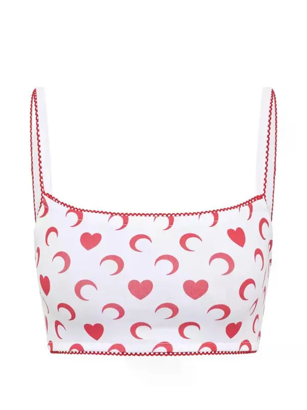 MARINE SERRE Heart Moon-print Bra - White