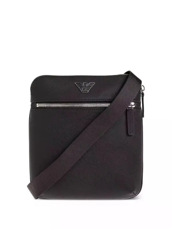 Emporio Armani Shoulder Bag With Zip Pocket And Logo - Brown