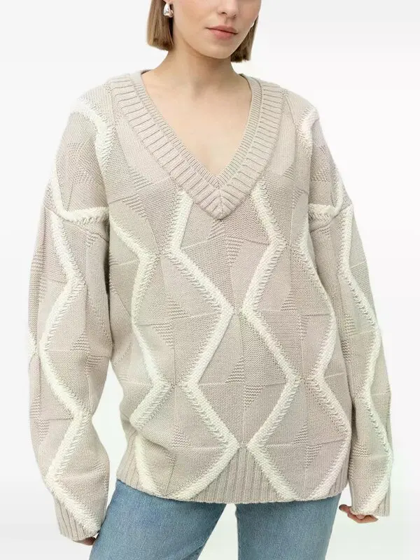 BOSS Patterned V-neck Sweater