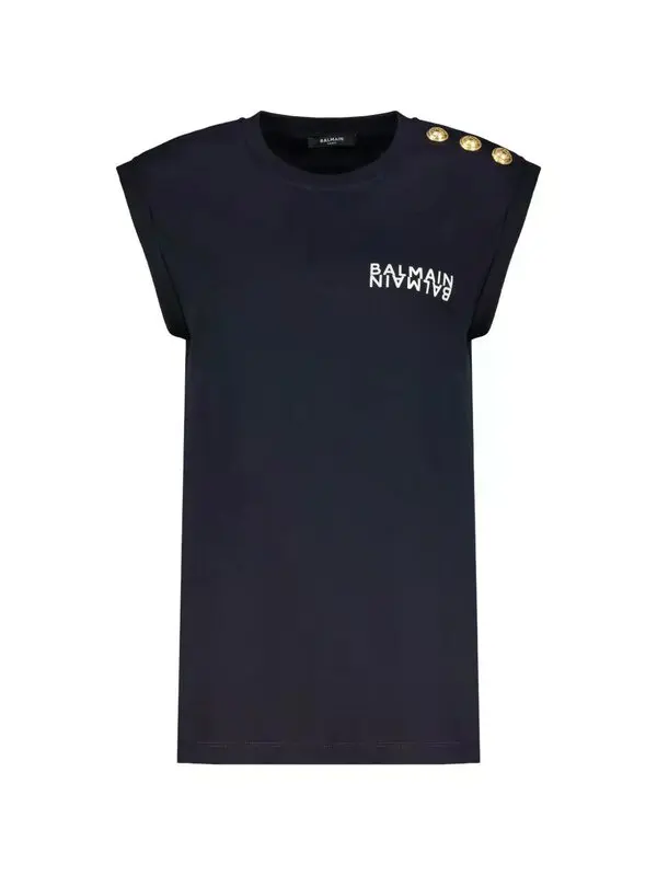 Balmain Cotton Logo T-shirt - Blue
