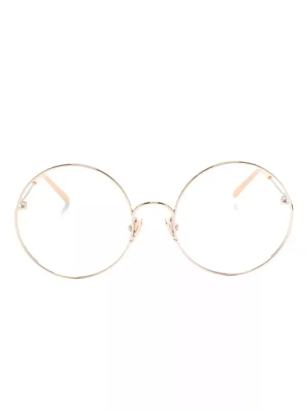 Chloé Logo-engraved Round-frame Glasses - Gold