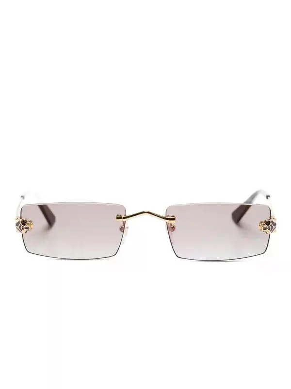 CARTIER Panther Rectangle-frame Sunglasses - Gold