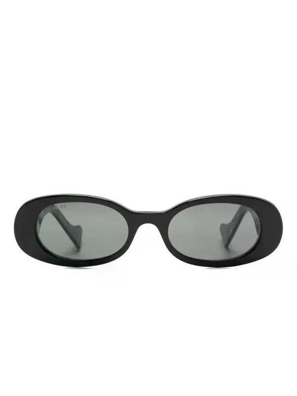 Gucci Gg Oval-frame Sunglasses - Black