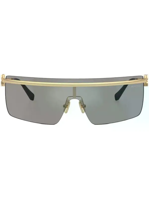 Miu Miu Logo-lettering Sunglasses - Gold