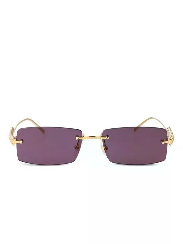 CARTIER Studded Rectangle-frame Sunglasses - Gold