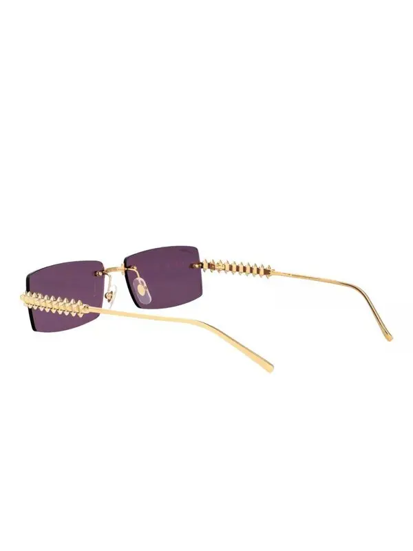 CARTIER Studded Rectangle-frame Sunglasses