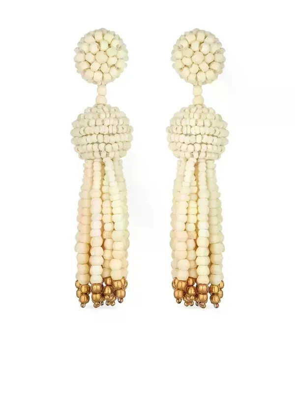 Oscar De La Renta Tassel-detail Drop Earrings - Neutrals