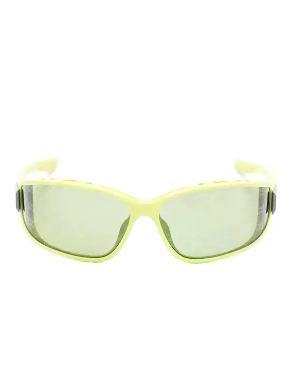 Gucci Logo Wraparound-frame Sunglasses - Green