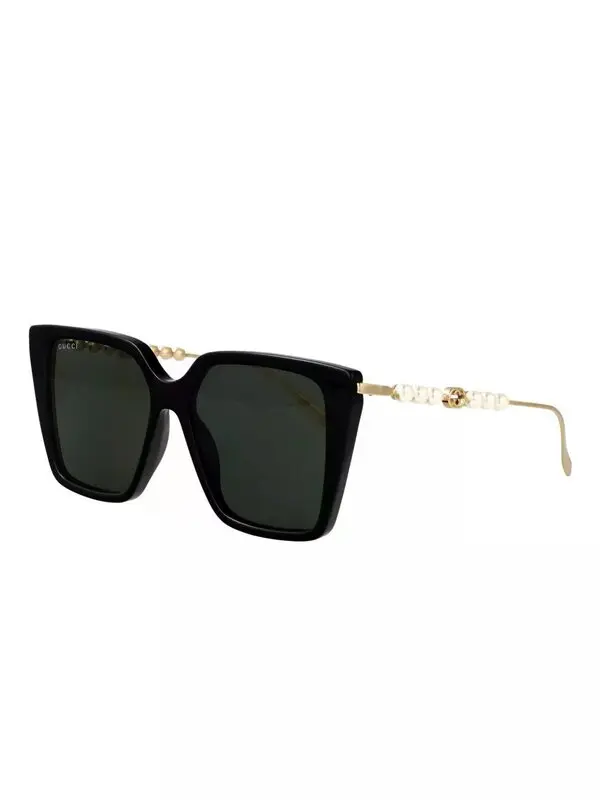 Gucci Pearl-embellished Square-frame Sunglasses - Black
