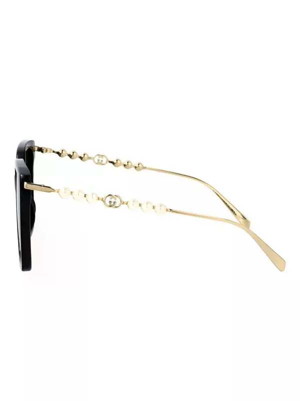 Gucci Pearl-embellished Square-frame Sunglasses - Black