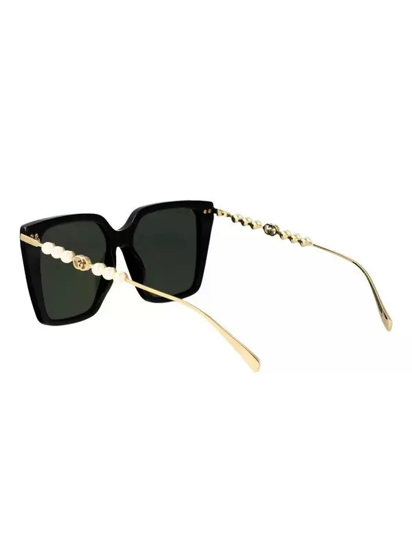 Gucci Pearl-embellished Square-frame Sunglasses - Black