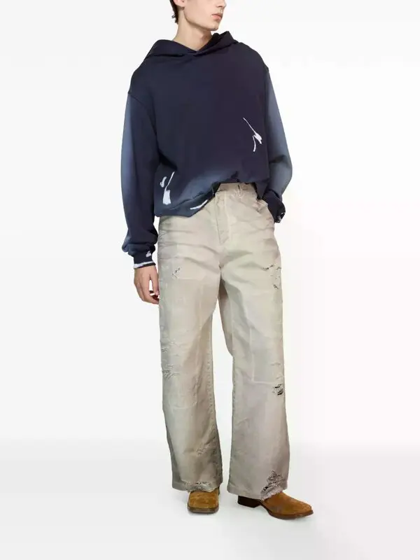 Acne Studios Mended Distressed Wide Leg Jeans