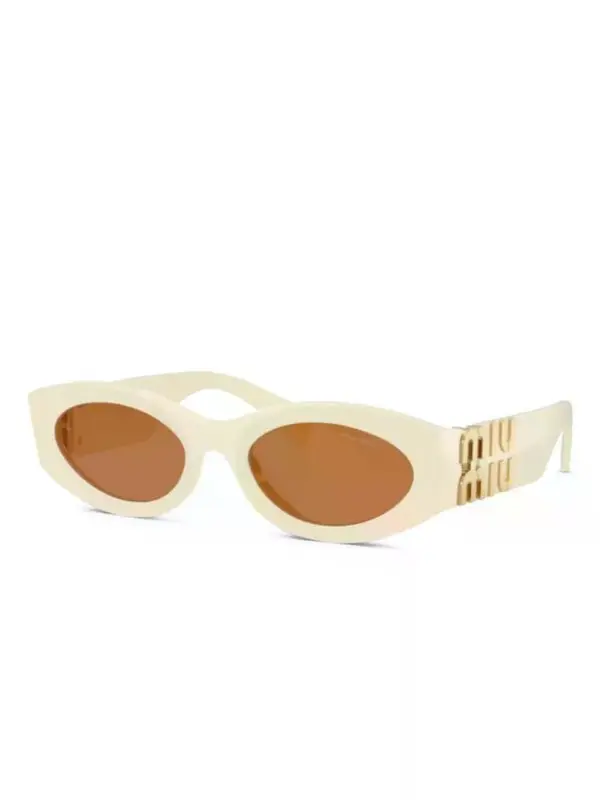 Miu Miu Logo-lettering Sunglasses - Neutrals