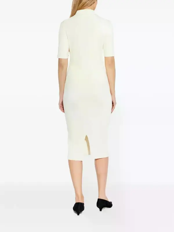 JIL SANDER Keyhole Ribbed Midi Dress - Neutrals