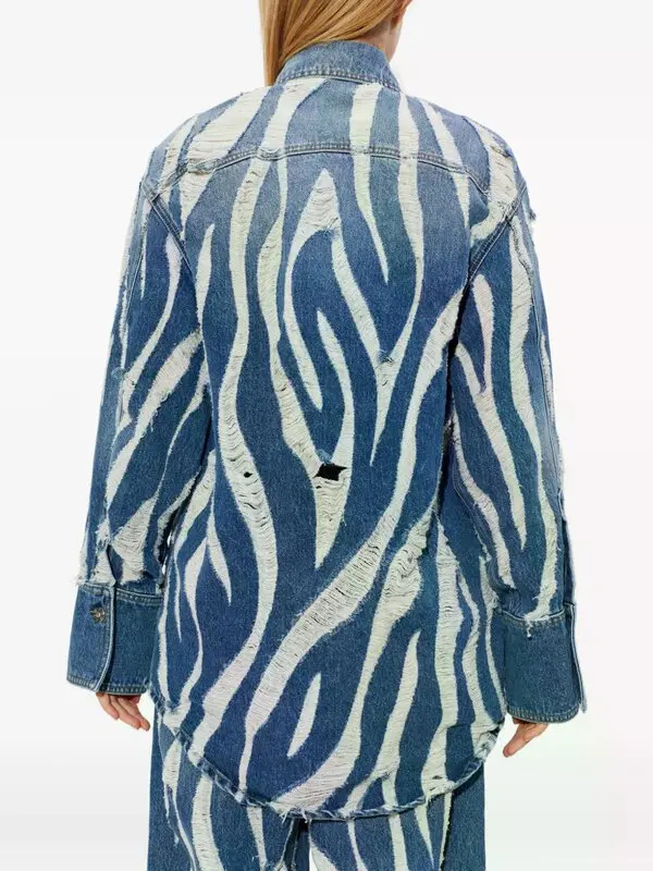 Blumarine Distressed Animal Print Cotton Shirt