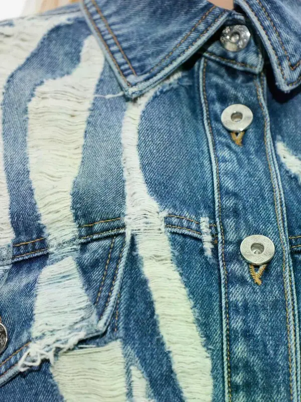 Blumarine Distressed Animal Print Cotton Shirt